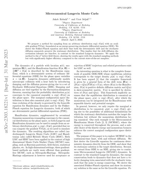 Pdf Microcanonical Langevin Monte Carlo