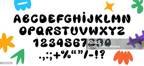 Y2k 버블 스타일 벡터 글꼴 2000년대 그래피티 스타일의 통통하고 둥근 영어 알파벳과 숫자 컴퓨터 글자에 대한 스톡 벡터 아트 및 기타 이미지 Istock