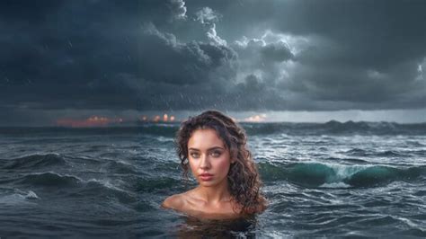 Premium Photo A Beautiful Girl Swims In The Ocean