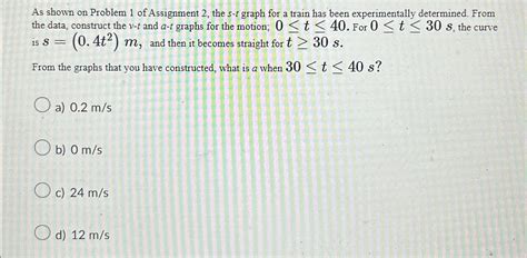Solved As Shown On Problem Of Assignment The S T Chegg