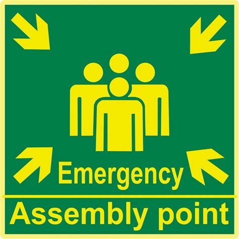 Rectangular Green Emergency Assembly Point Signs For Industrial At