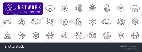 network line icon set internet data stock vector royalty free