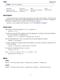 Title Stata Com Prtest Tests Of Proportions Title Stata Com Prtest Tests Of Proportions Pdf