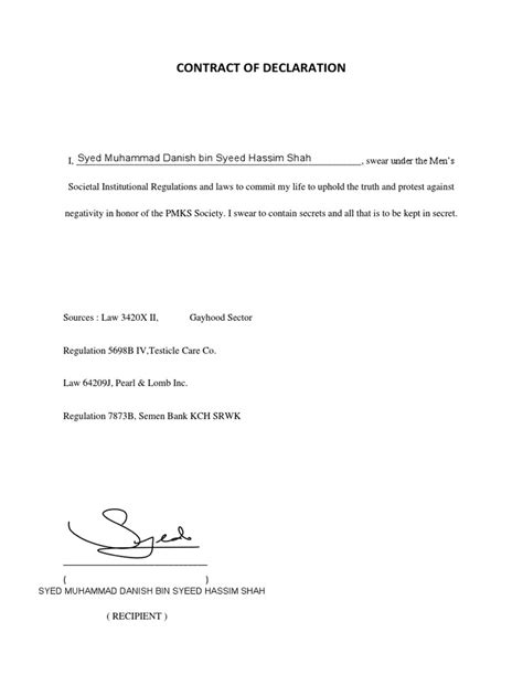 Contract Of Declaration Pdf