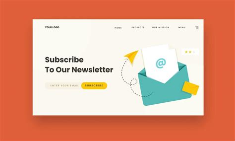 Subscribe To Our Newsletter Based Landing Page With Open Envelope 24556911 Vector Art At Vecteezy