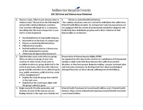 Soc324 Crime And Violence Issue Worksheet Done Soc 324 Crime And Violence Issue Worksheet