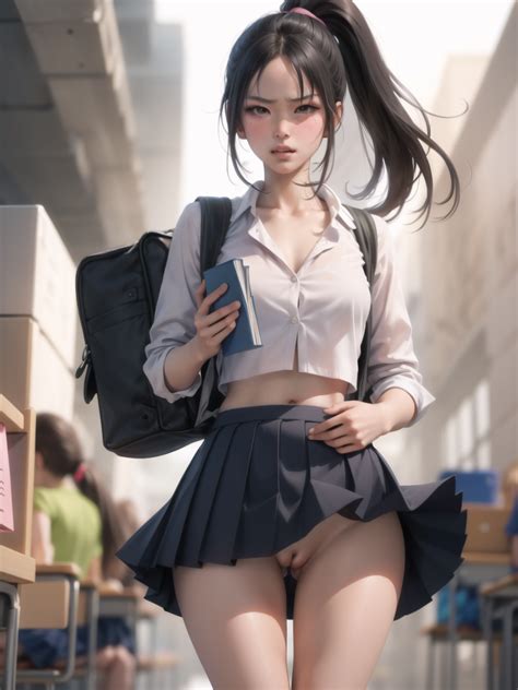 Rule Girls Ai Generated Annoyed Backsack Eyumyum Looking At Viewer Midriff Ponytail Pussy