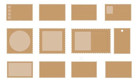 흰색 배경에 고립 된 우표 프레임 세트 프리미엄 벡터