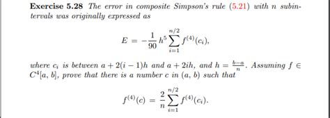 solved exercise 5 28 the error in composite simpson s rule