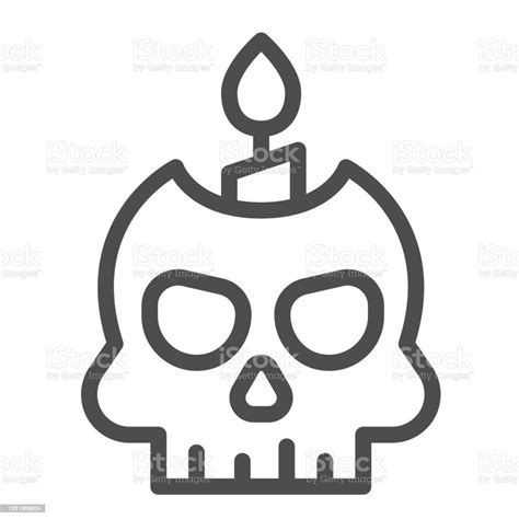 촛불 할로윈 으스스한 촛대 라인 아이콘 할로윈 개념 흰색 배경에 데코 벡터 기호 모바일 개념 및 웹 디자인을위한 윤곽 스타일 아이콘 벡터 그래픽 10에 대한 스톡 벡터 아트