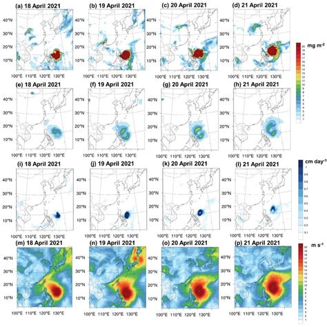 Spatial Distribution Of The A D Wet Deposition E H Dry Deposition