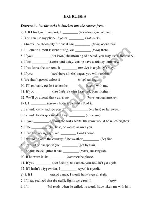 1 Conditional Excercises Esl Worksheet By Victoria47