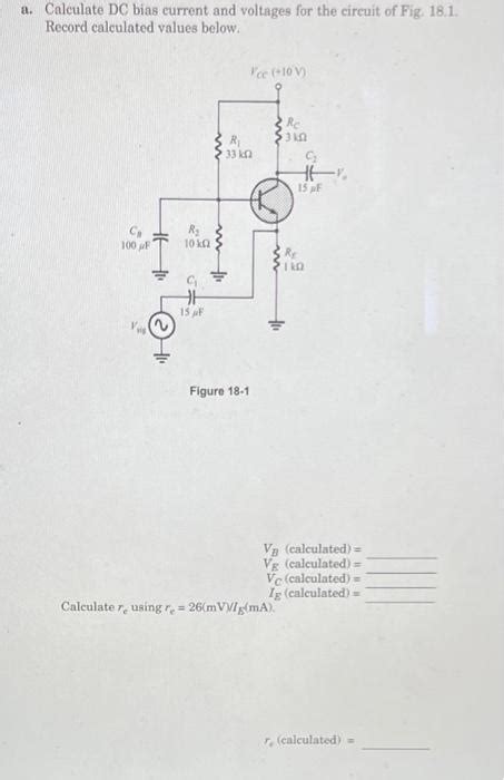 a calculate dc bias current and voltages for the