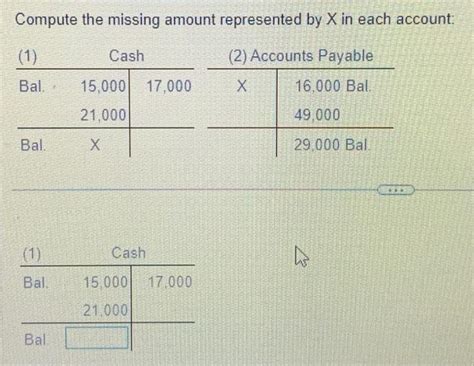 solved compute the missing amount represented by x in each