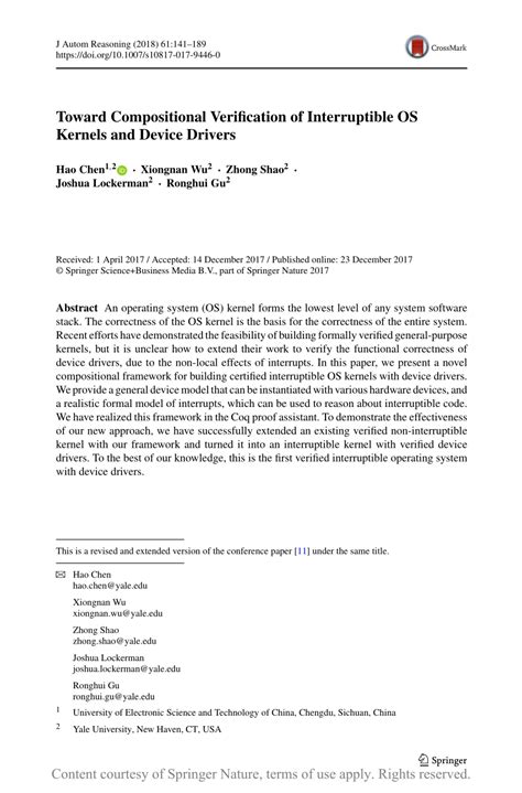 Toward Compositional Verification Of Interruptible Os Kernels And