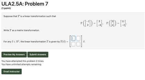 Solved Suppose That T Is A Linear Transformation Such That Chegg Com