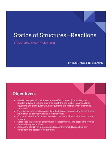 Statics Of Structures Reactions Statics Of Structures—reactions