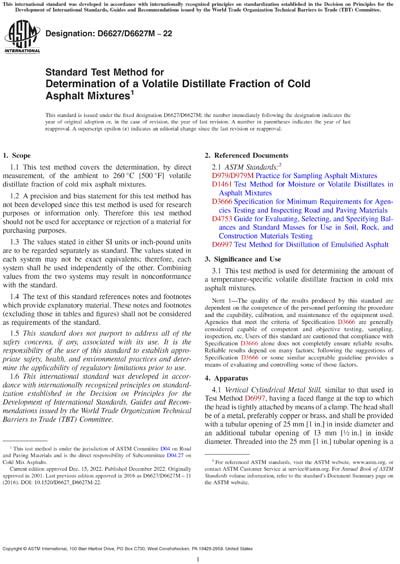 Astm D6627 D6627m 22 Standard Test Method For Determination Of A Volatile Distillate Fraction