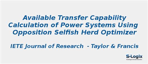 Calculation Of Power Using Opposition Selfish Herd Optimizer S Logix