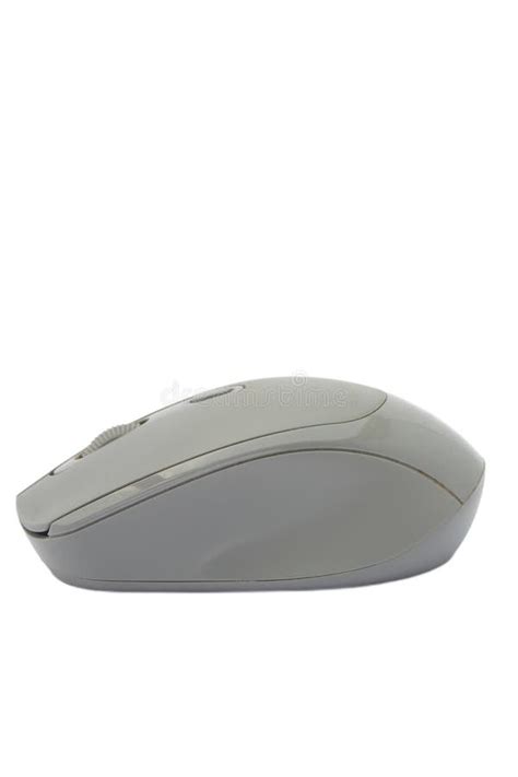 Wireless Light Gray Mouse With Scroll Wheel Isolated On White
