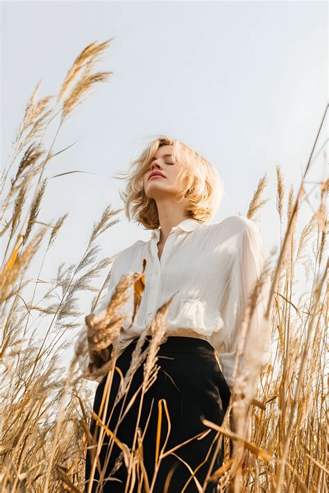 Woman In Golden Grasses Photo On Lummi