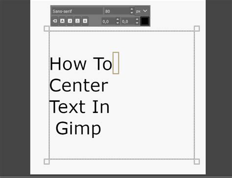 gimp how to center text