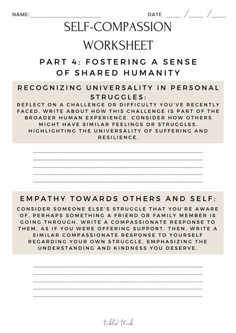 Practicing Self Compassion Worksheets