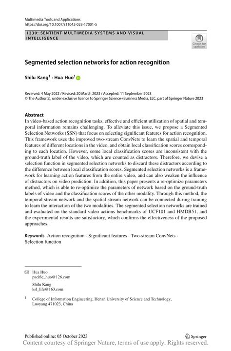 Segmented Selection Networks For Action Recognition
