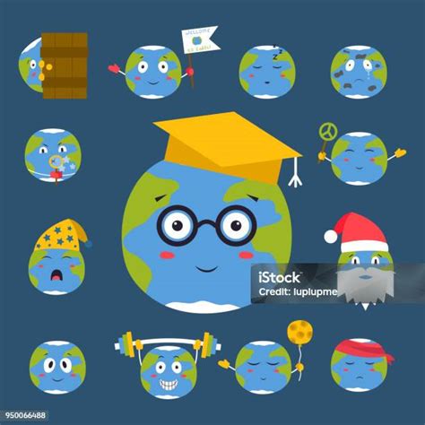 만화 세계 감정 행성 아이콘 미소 행복 한 자연 문자 식 벡터 일러스트 레이 션 아바타 개념에 대한 스톡 벡터 아트 및 기타