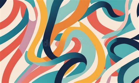Vibrant Abstract Pattern Features Overlapping Curved Lines In Various Colors Creating Dynamic