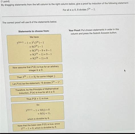 [answered] 1 point by dragging statements from the left column to the