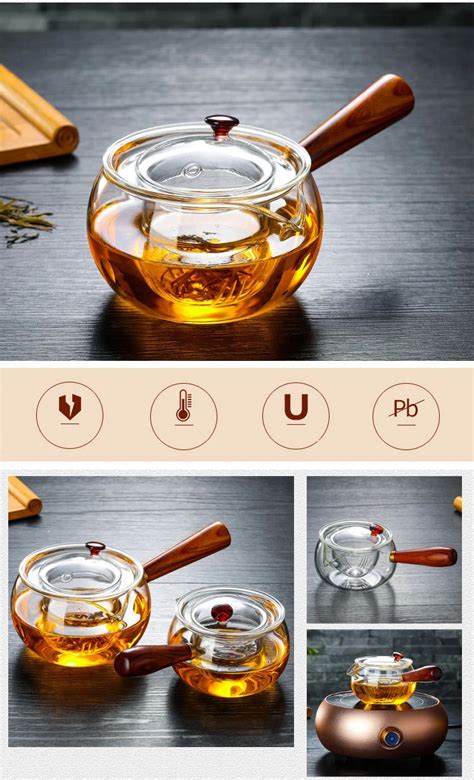 350 500 мл режим S чай Ming чайник нагреваемый боросиликатный стеклянный чайник с деревянной