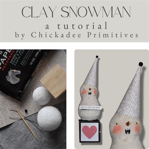 Clay Valentine Snowman Assemblage Tutorial By Chickadee Primitives Pdf Tutorial Only Etsy