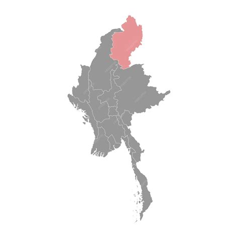 Premium Vector Kachin Region Map Administrative Division Of Myanmar