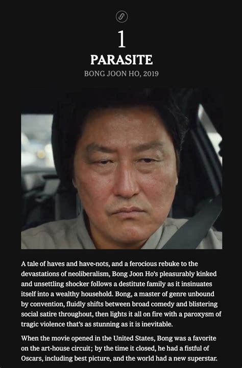 Hyung 뉴욕타임스 선정 100대 영화 중 1위부터 20위까지 목록 및 감독 시놉은 다음과 같다 Nyt와 Gemini 둘 다 유료 구독하니 이런 걸 마음 먹고 5