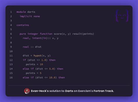 Evan Hocks Solution For Darts In Fortran On Exercism