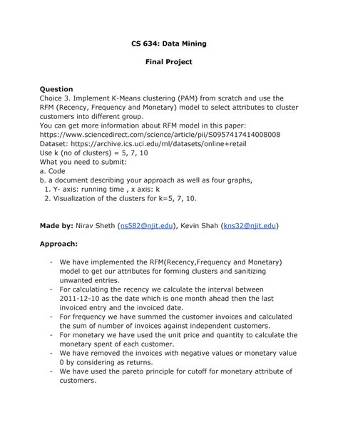 CS Final Project CS Data Mining Final Project Question Choice Implement K Means