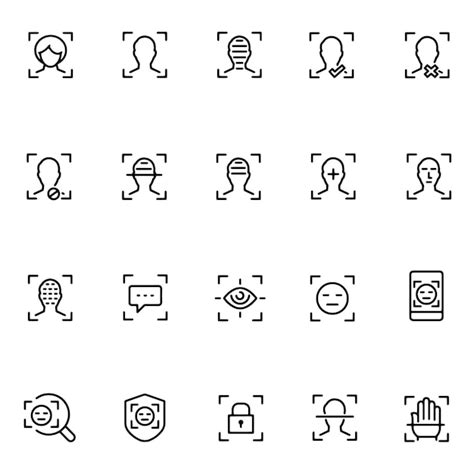 premium vector hand drawn vector drawing face recognition icon set