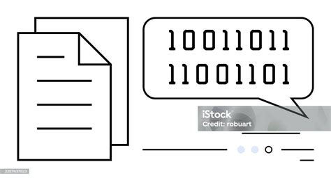 바이너리 코드 및 디지털 커뮤니케이션을 나타내는 문서 시트 개념에 대한 스톡 벡터 아트 및 기타 이미지 Istock