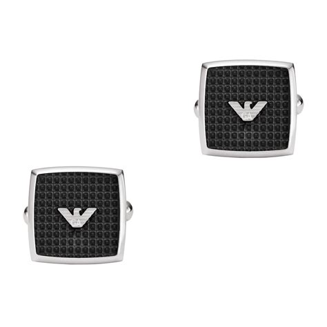 Emporio Armani Mens Stainless Steel Logo Cuff Links Ernest Jones