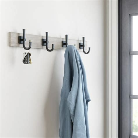 Better Homes And Gardens 18 In Wall Mounted Metal Hook Rack With 4 Hooks