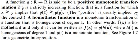 Mathematical Economics Homotheic Function Definitions Economics