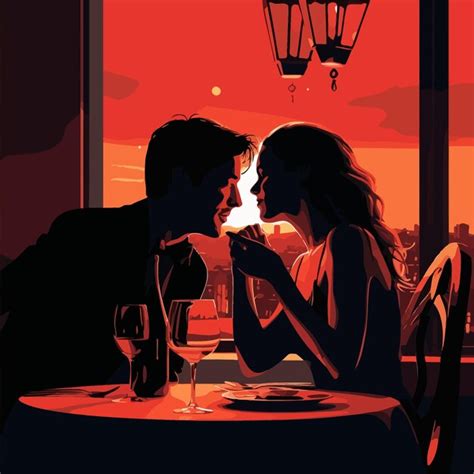 Premium Vector Coupledinnerromanticdinnerloverestaurant