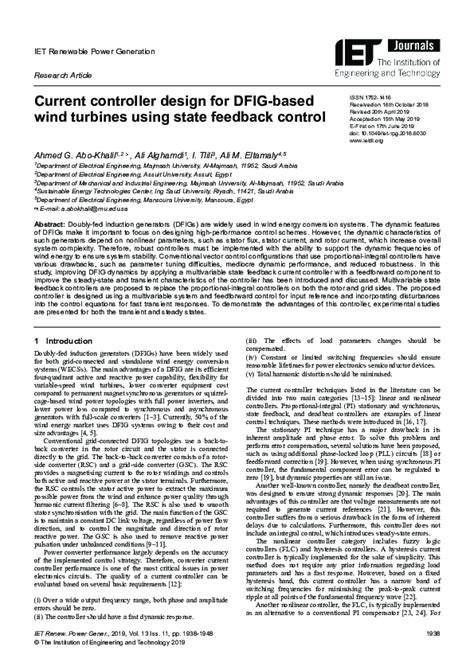 Current Controller Design For Dfig Based Wind Turbines Using State