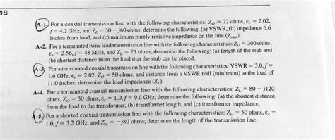 SOLVED: 1S For a coaxial transmission line with the following ...