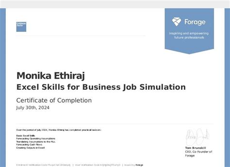 Monika Ethiraj On Linkedin I Just Completed Goldman Sachss Excel Skills For Business On Forage