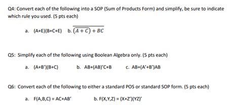 Q Convert Each Of The Following Into A SOP Sum Of Chegg