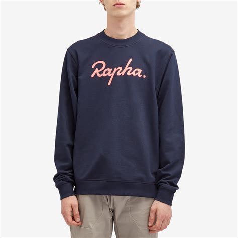 Rapha Logo Sweatshirt Dark Navy And Hi Vis Pink End Hk