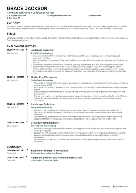 Landscape Worker Resume Examples Free To Edit Ats Friendly Pdf 2025