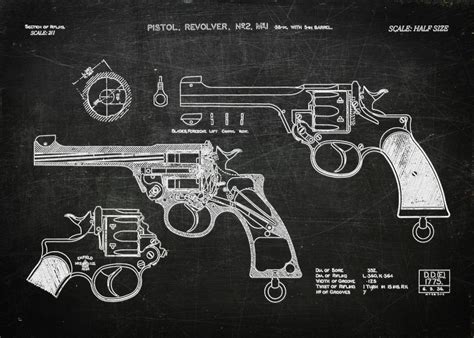 Pistol Revolver Poster By Maxart Design Displate